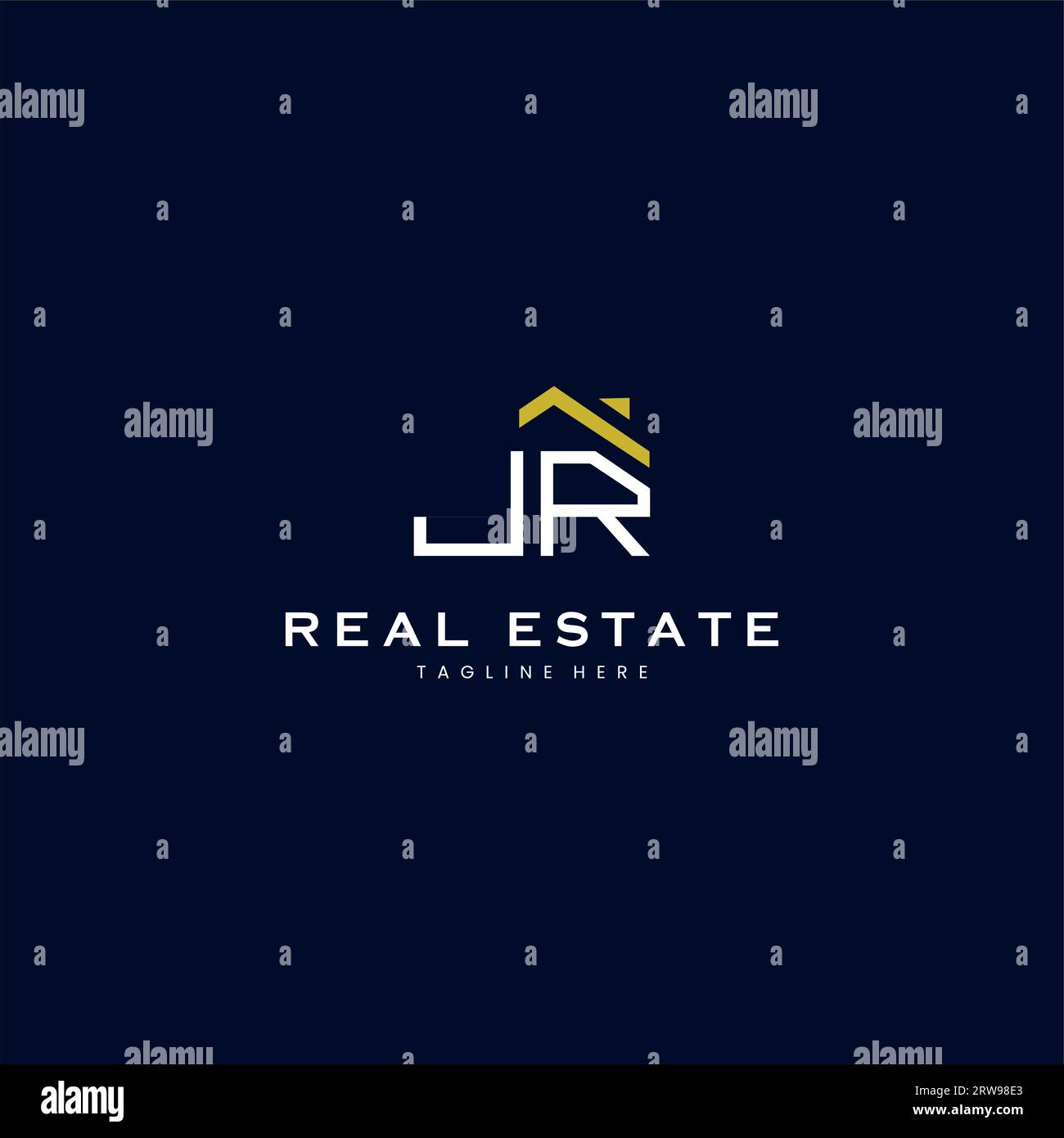 modern JR letter real estate logo in linear style with simple roof ...