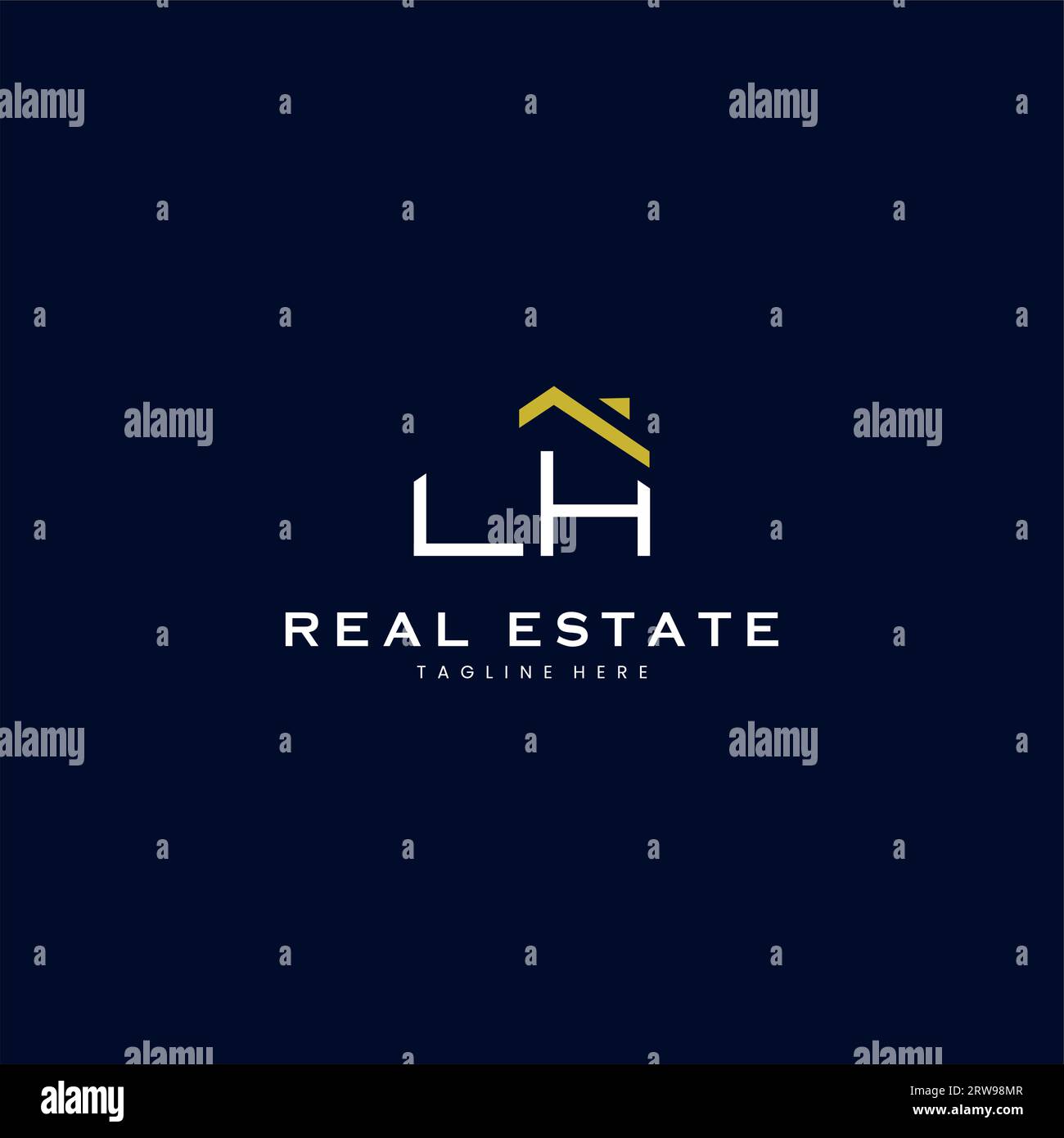 modern LH letter real estate logo in linear style with simple roof ...