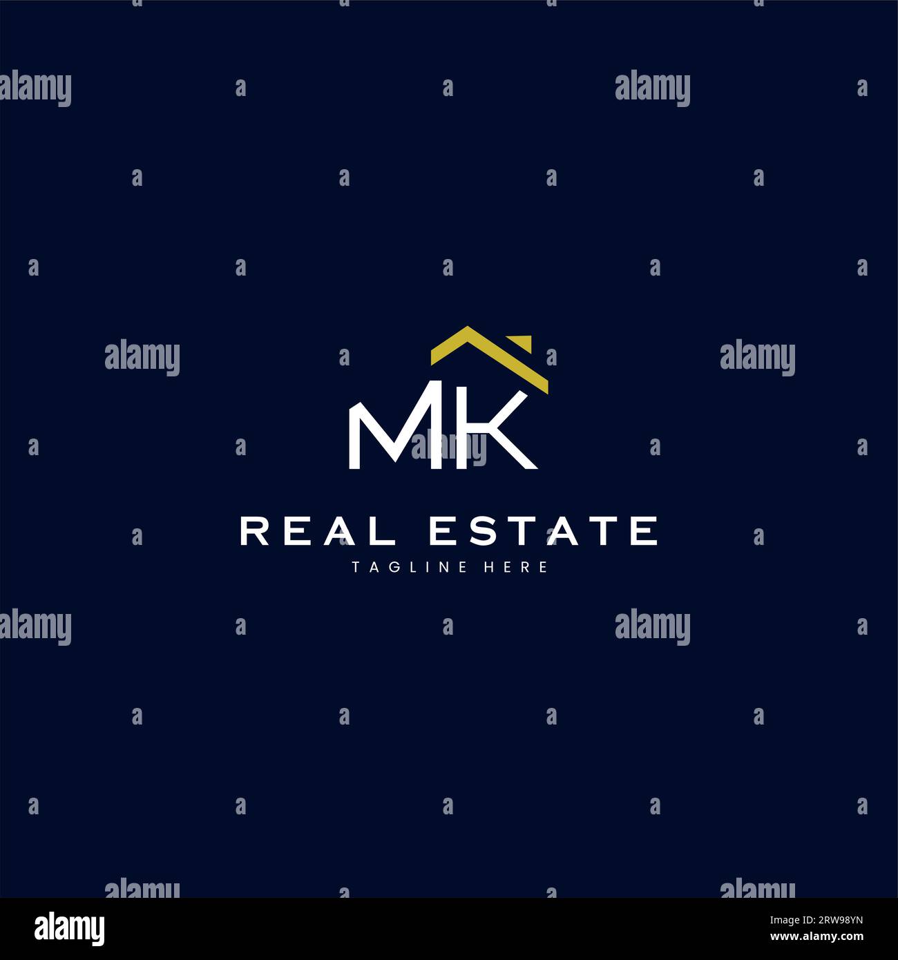 modern MK letter real estate logo in linear style with simple roof ...