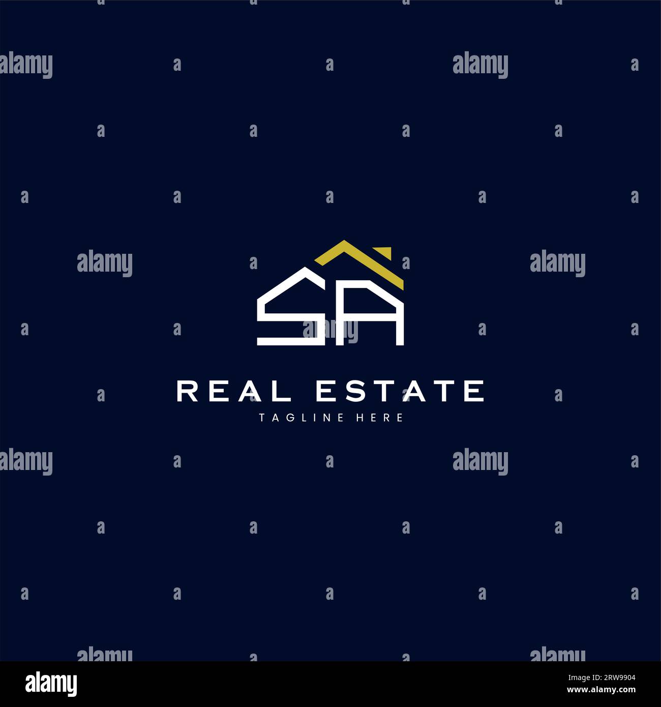 modern SA letter real estate logo in linear style with simple roof ...
