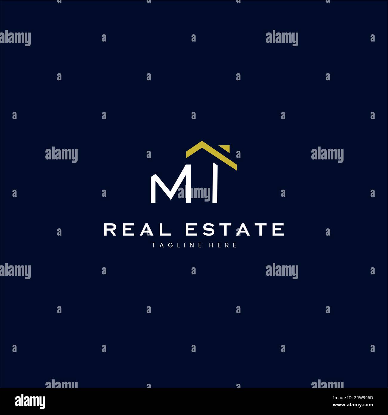 modern MI letter real estate logo in linear style with simple roof ...