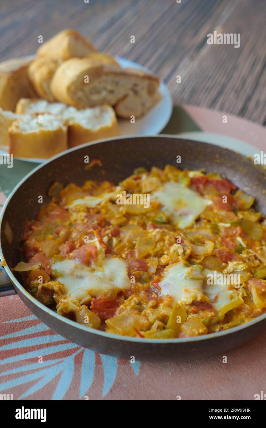 Turkish Menemen omelet in a frying pan Stock Photo - Alamy