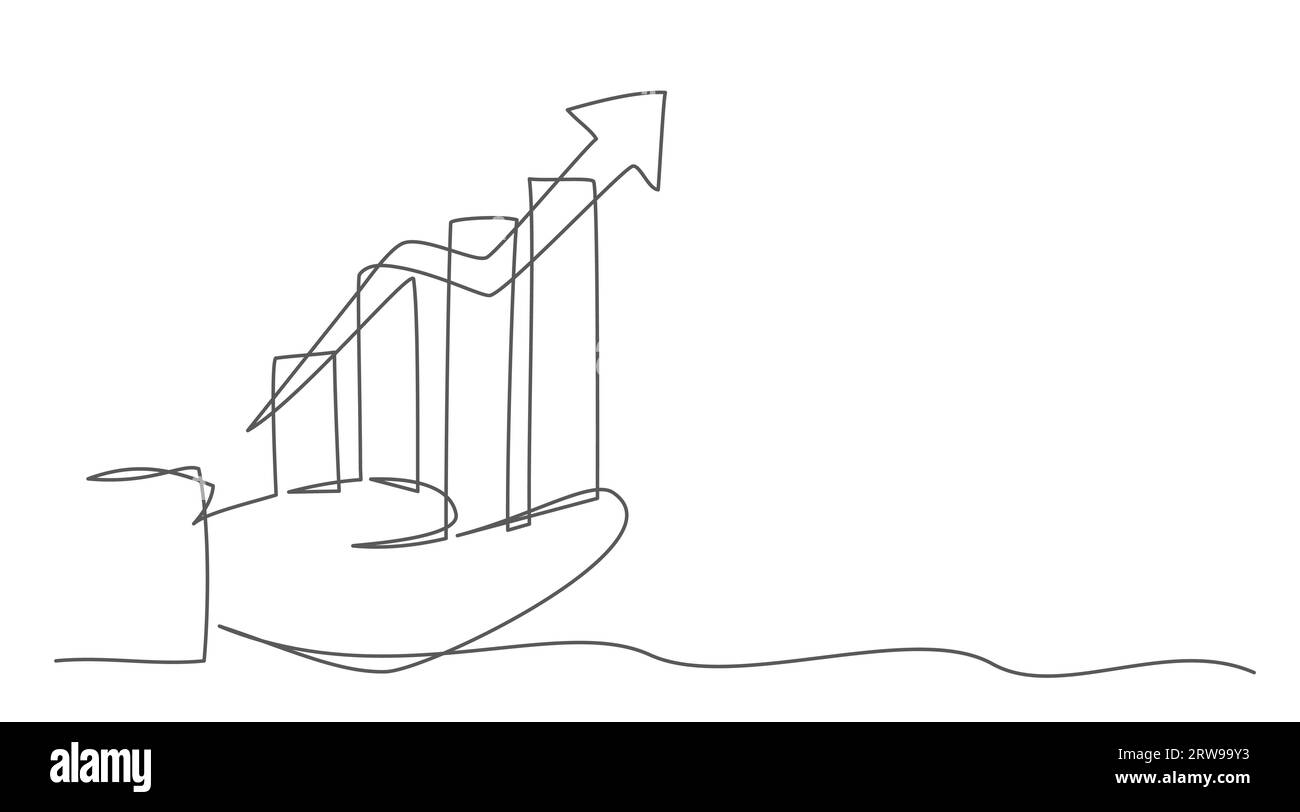 Growth One line drawing isolated on white background Stock Vector Image ...