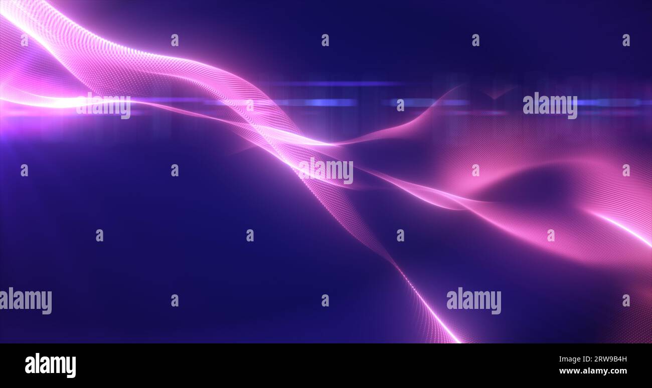 Purple glowing magic waves from energy particles abstract background ...