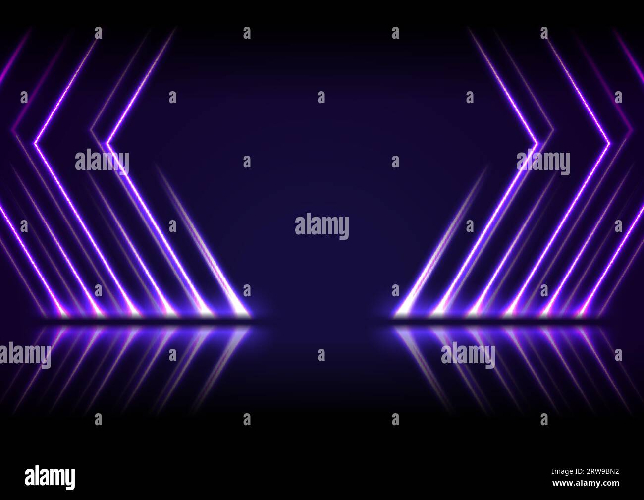 Ultraviolet neon laser lines with reflection. Abstract rays technology ...