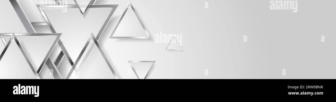 Hi-tech geometric banner design with silver triangles. Abstract ...