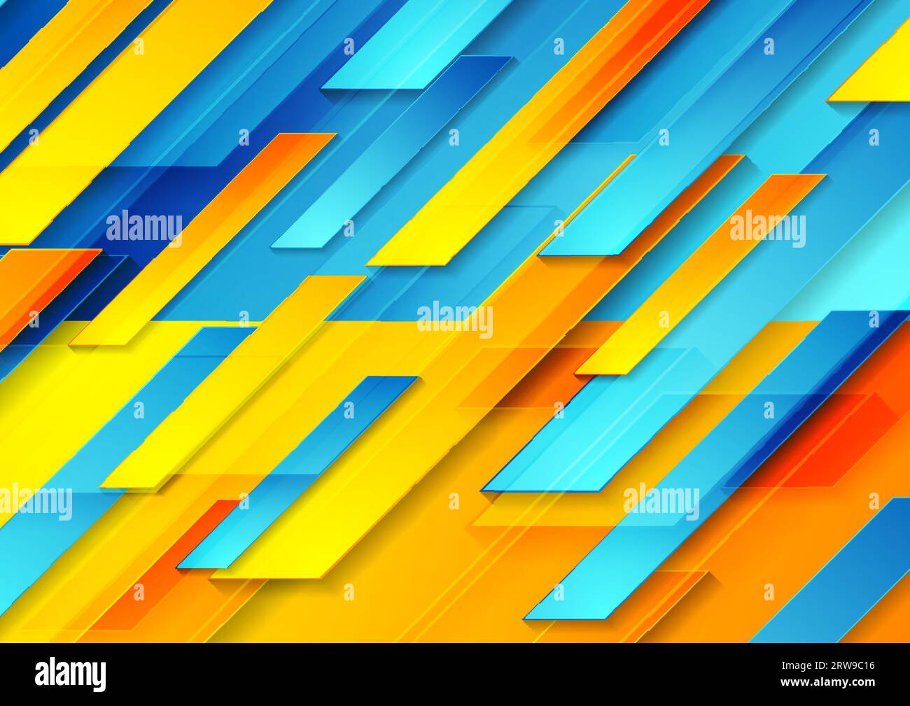 Contrast blue and orange glossy tech geometric shapes abstract ...