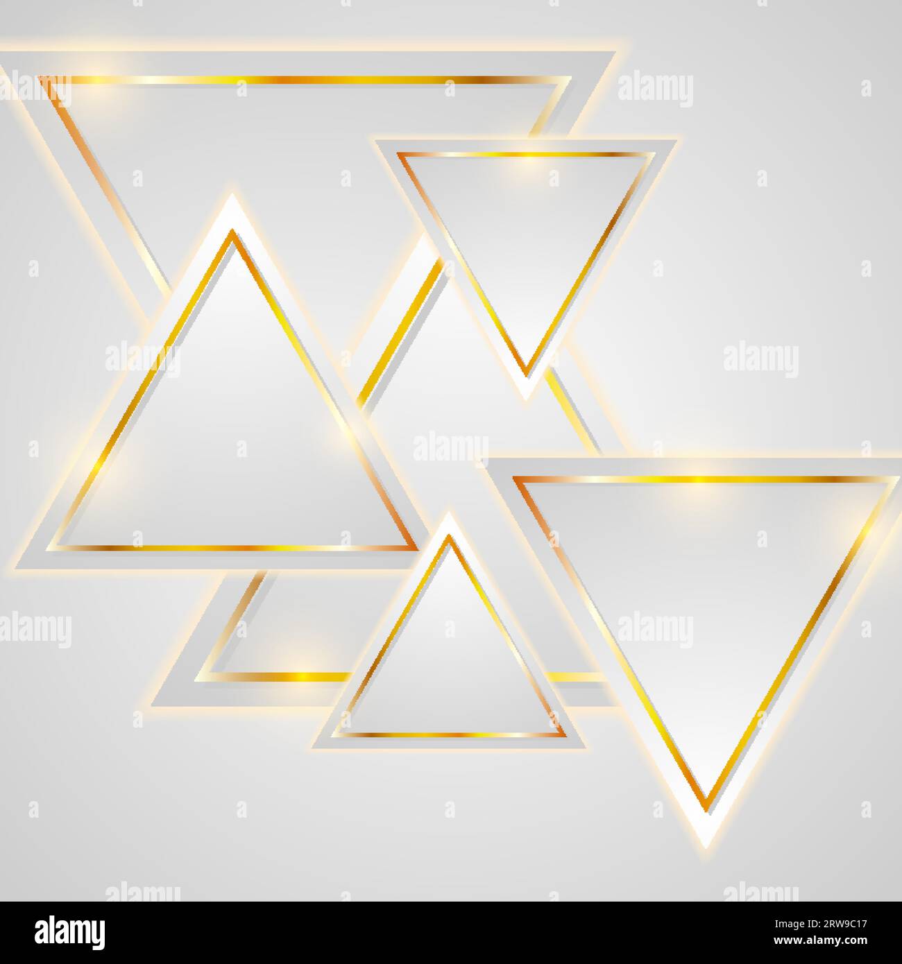 Grey and shiny golden triangles abstract geometric graphic design. Luxury tech background ...