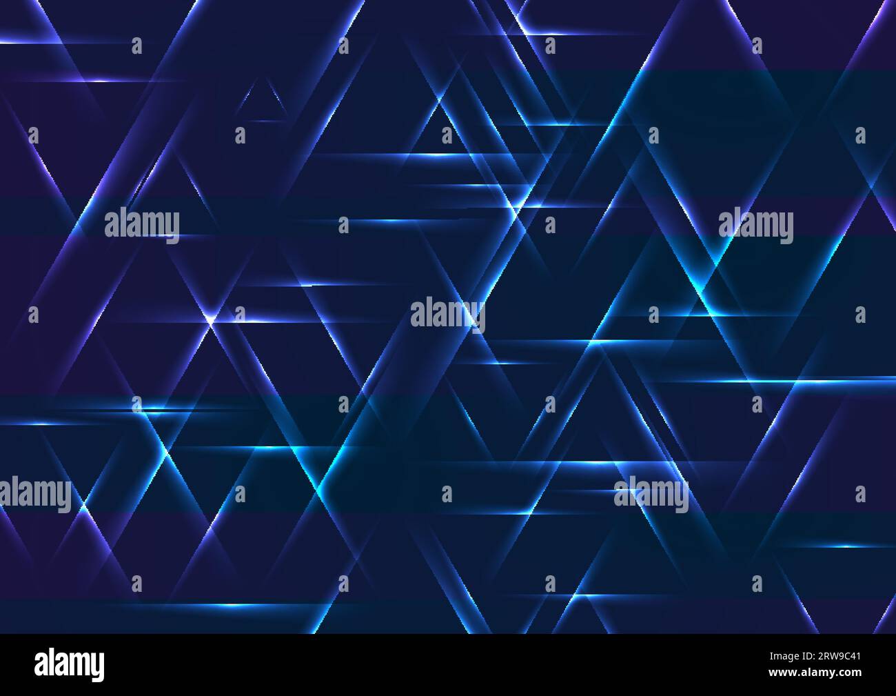 Colorful blue and purple neon triangles. Glowing abstract geometric ...