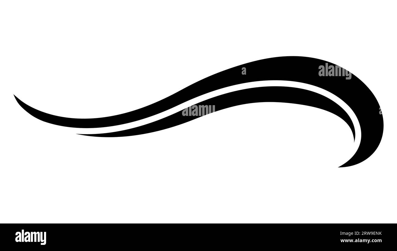 Double Curve Wave Swoosh Tail Curve Line Swash Logo Strip Stock