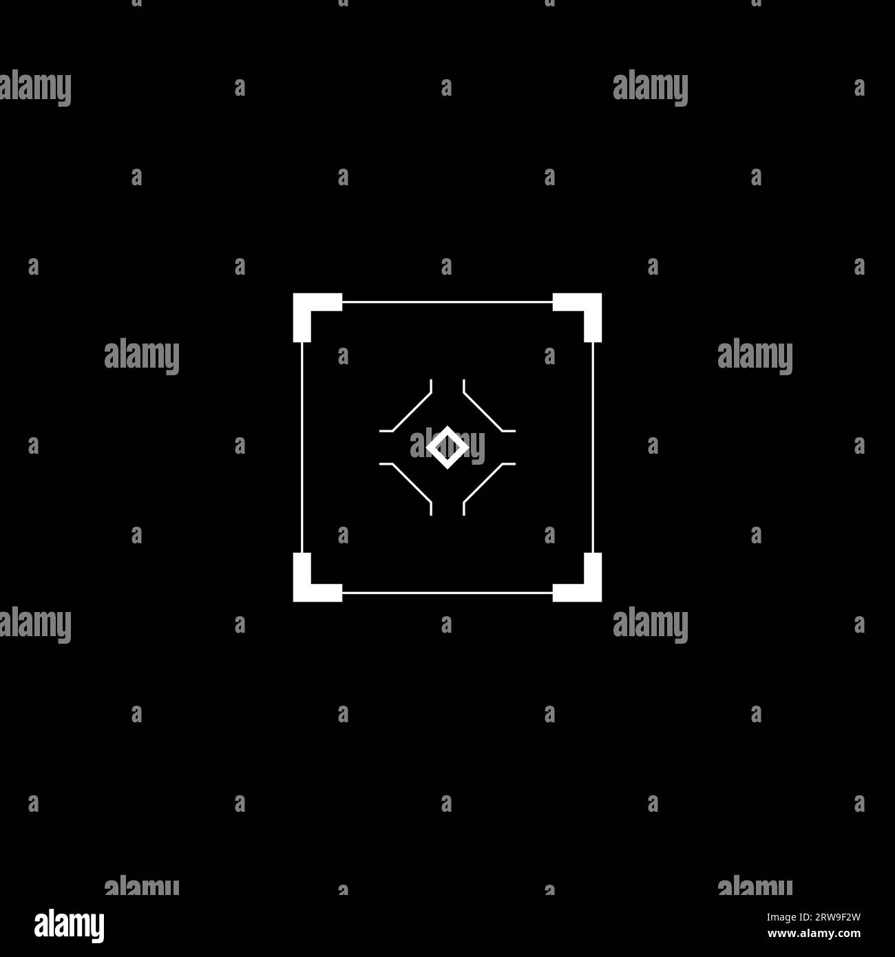 Cyberpunk style rectangle target. Modern GUI square target, aim, HUD ...