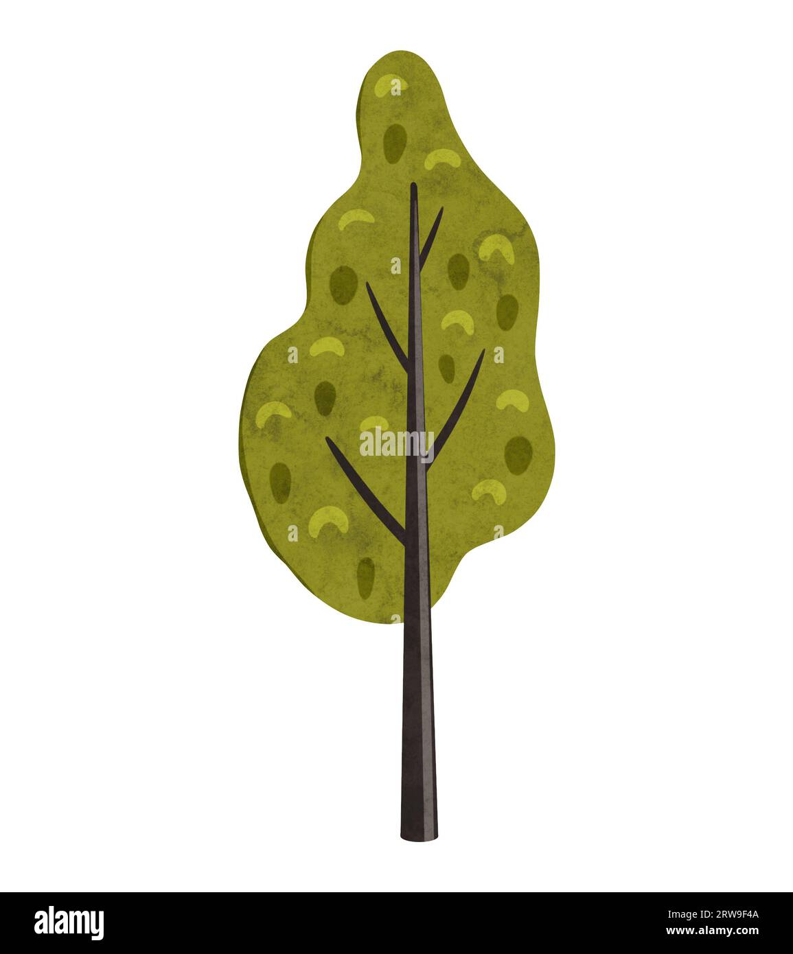 Cute cartoon deciduous tree in scandinavian style.. Bright stylized ...