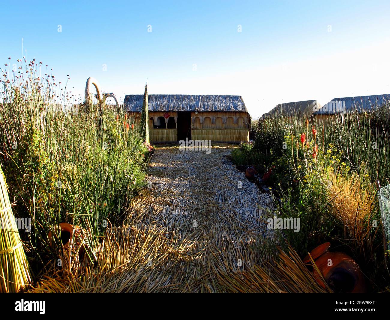 Floating islands Uros in Lake Titicaca in Andes, Peru and Bolivia Stock ...