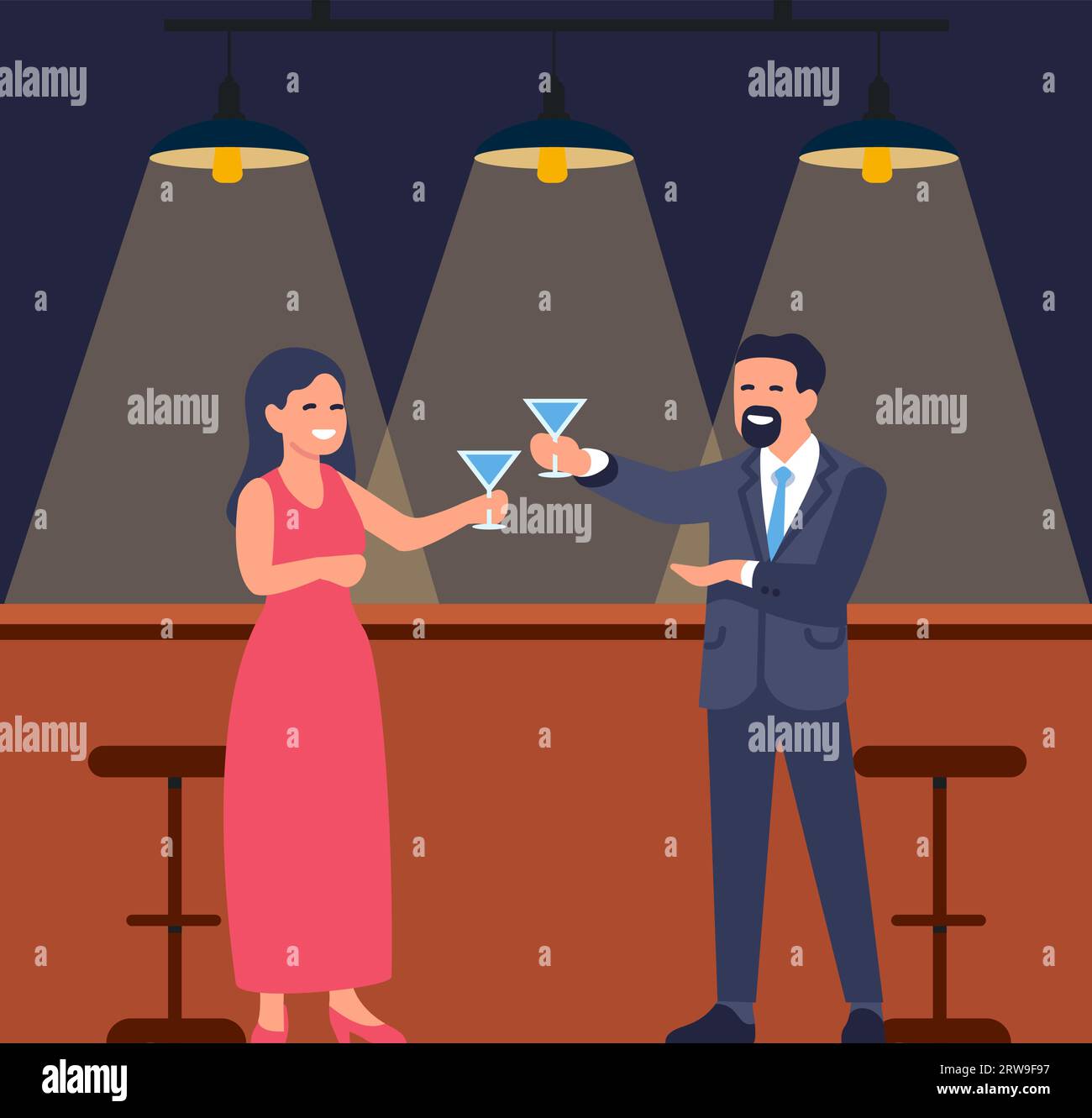 Couple cocktail bar Stock Vector Images - Alamy