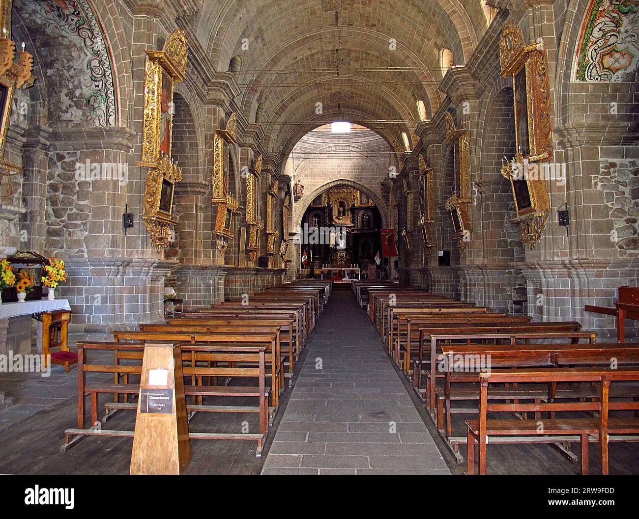 The ancient church in the small city on Altiplano, Peru, South America ...
