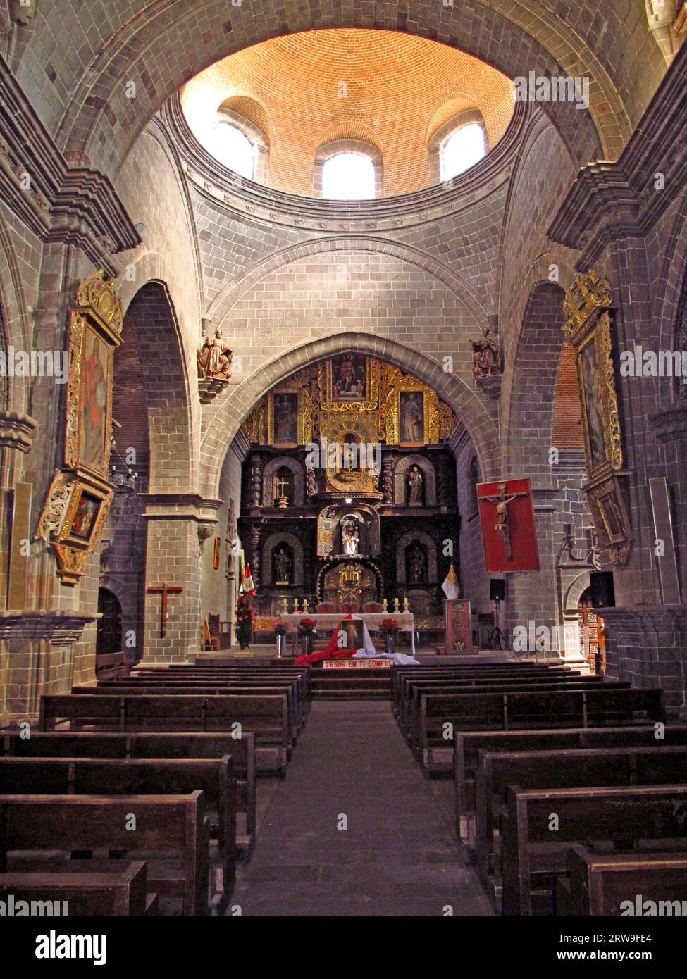 The ancient church in the small city on Altiplano, Peru, South America ...