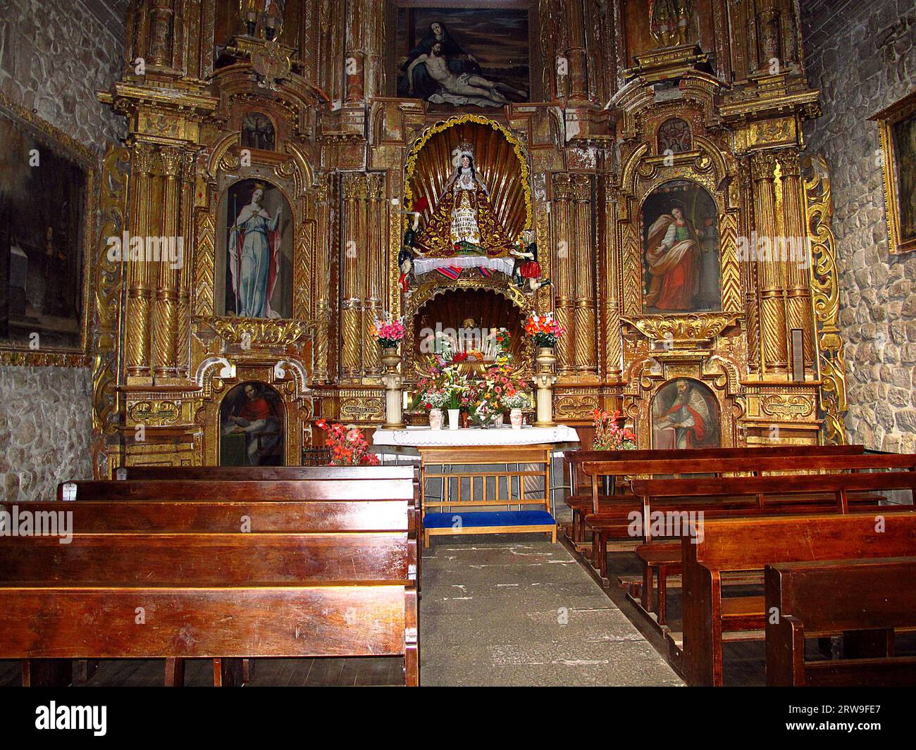 The ancient church in the small city on Altiplano, Peru, South America ...