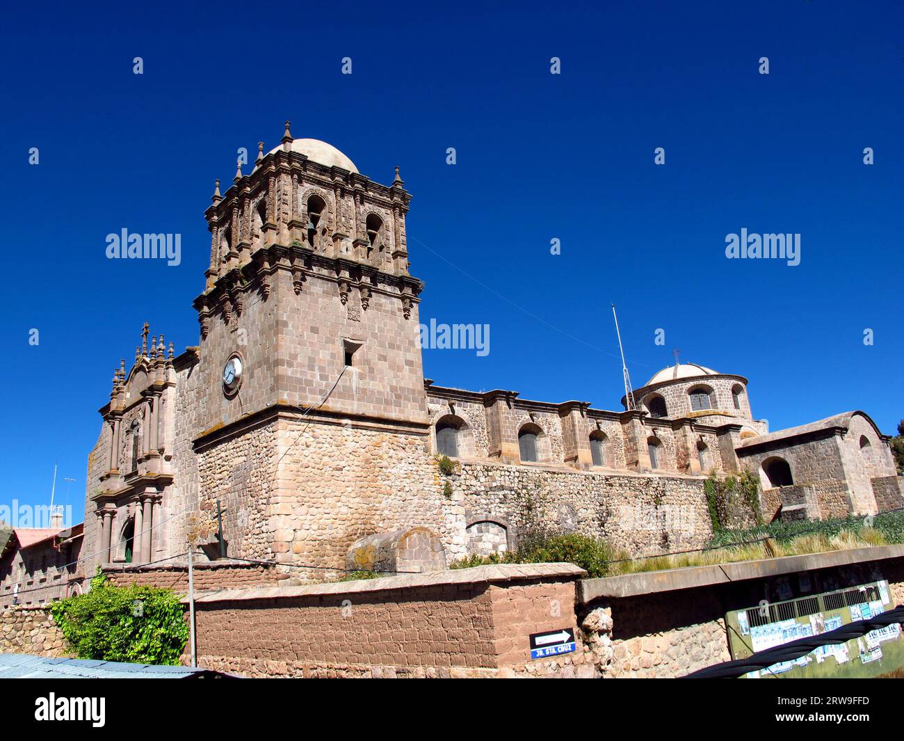 The ancient church in the small city on Altiplano, Peru, South America ...
