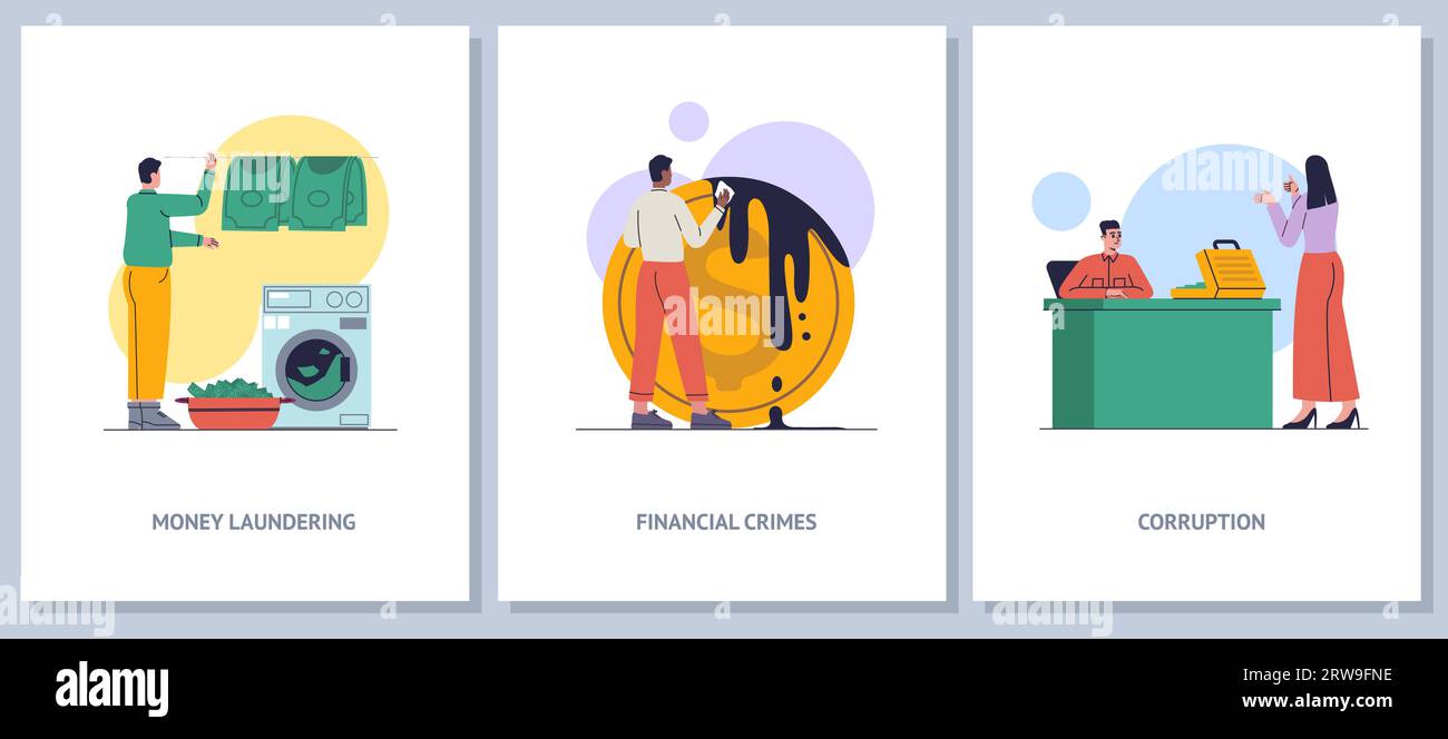 Money laundering scenes. Financial crime. People giving bribe or ...