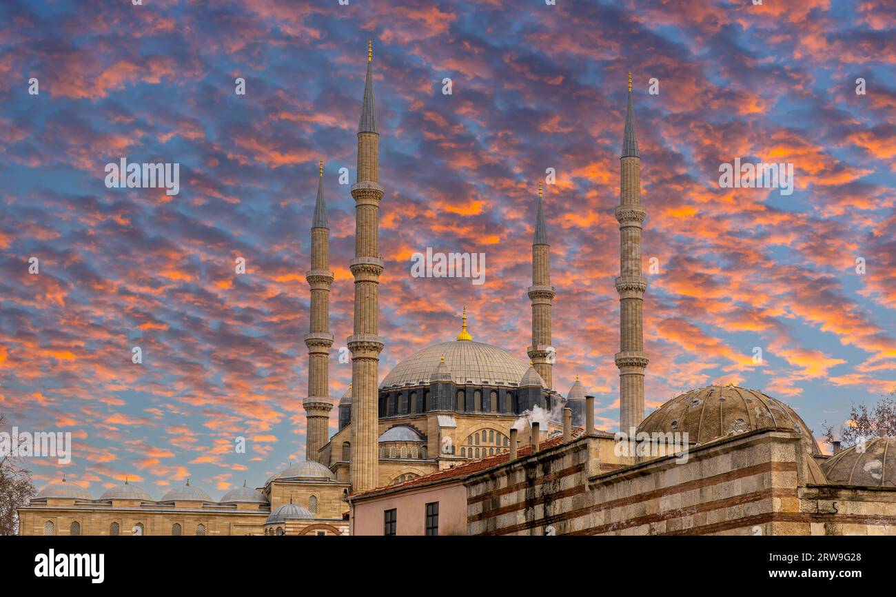 Selimiye Mosque exterior view in Edirne City of Turkey. Edirne was ...