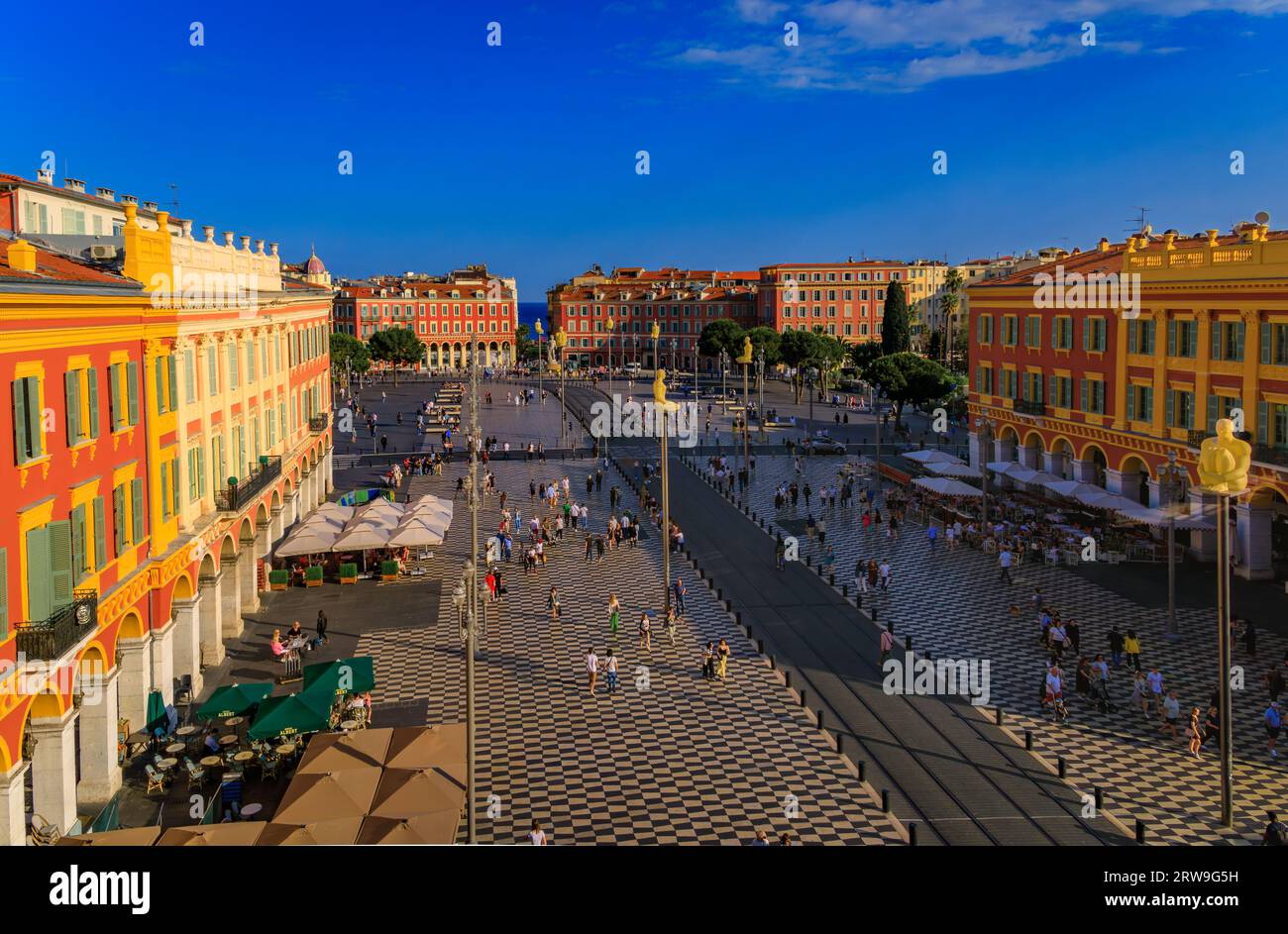 Nice, France - May 29, 2023: Tourists visit Place Massena major ...