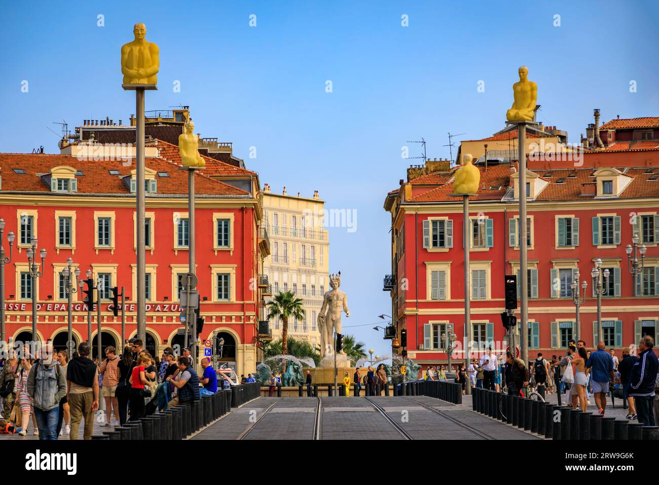 Nice, France - May 29, 2023: Tourists visit Place Massena major ...