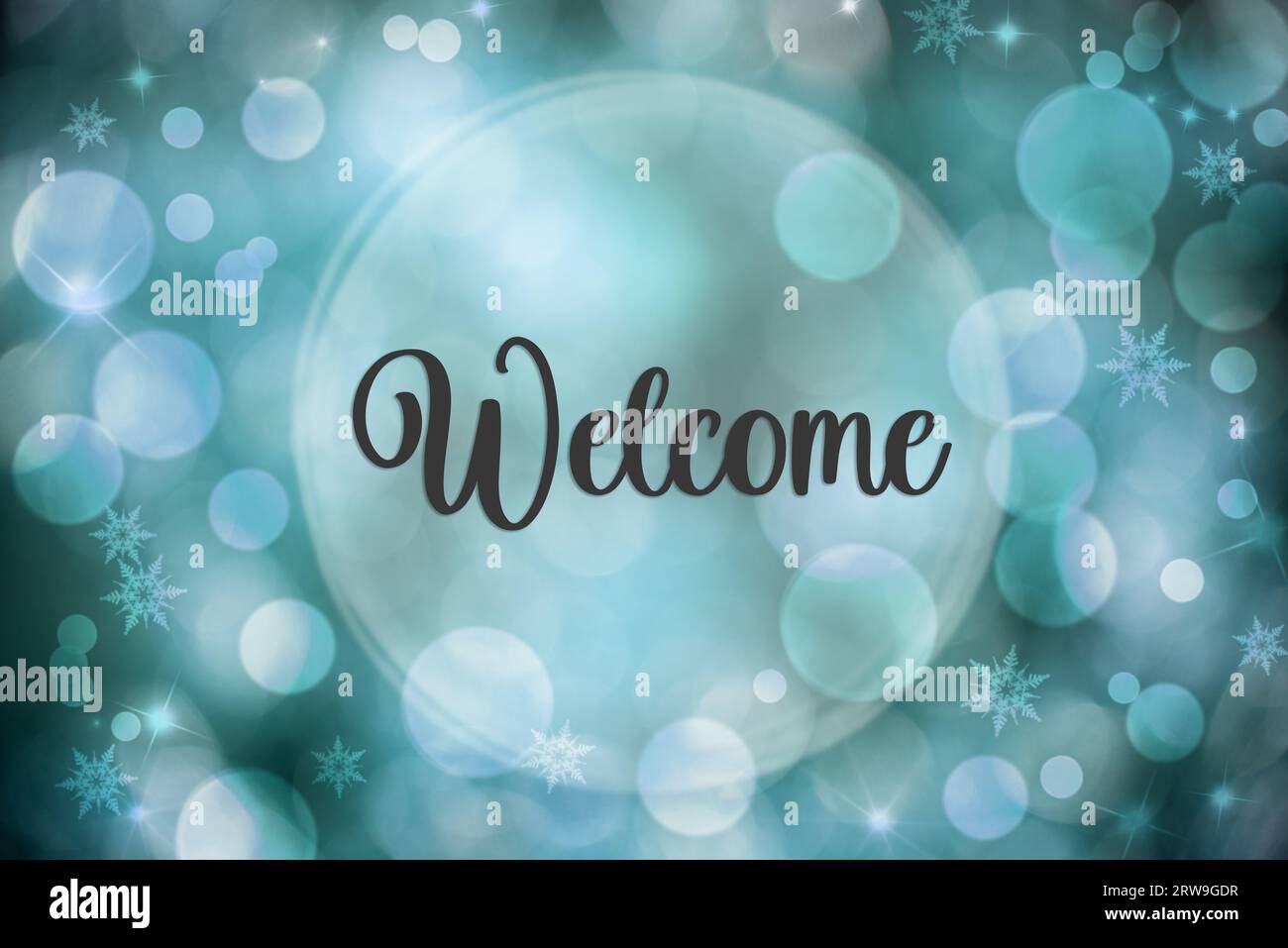 Blue and Blurry Christmas Background With Text Welcome Stock Photo - Alamy