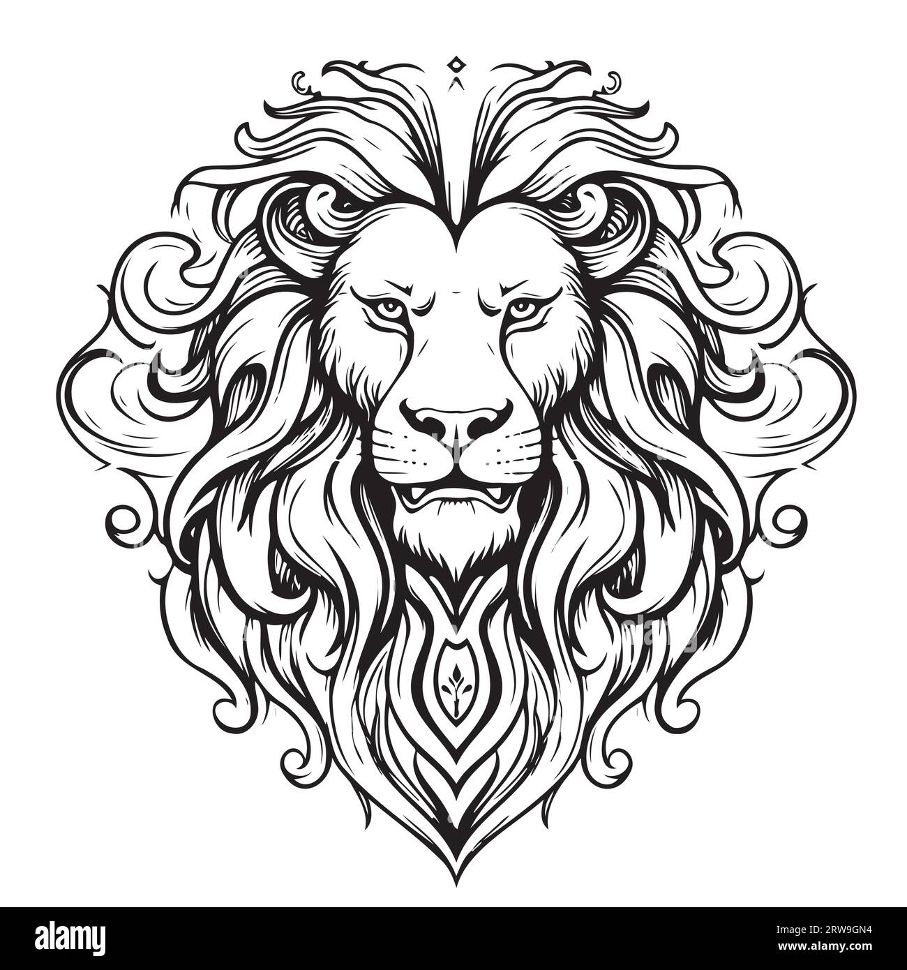 Lion face heraldic sketch hand drawn sketch Vector Safari animals Stock ...