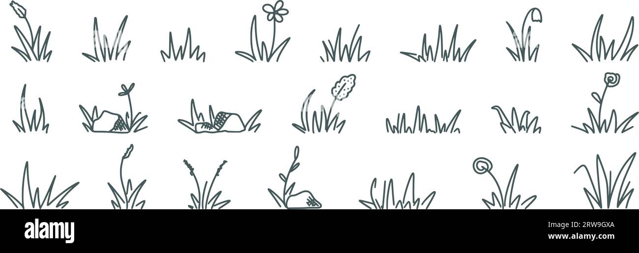 Hand drawn grass set vector clip art illustration Stock Vector Image ...