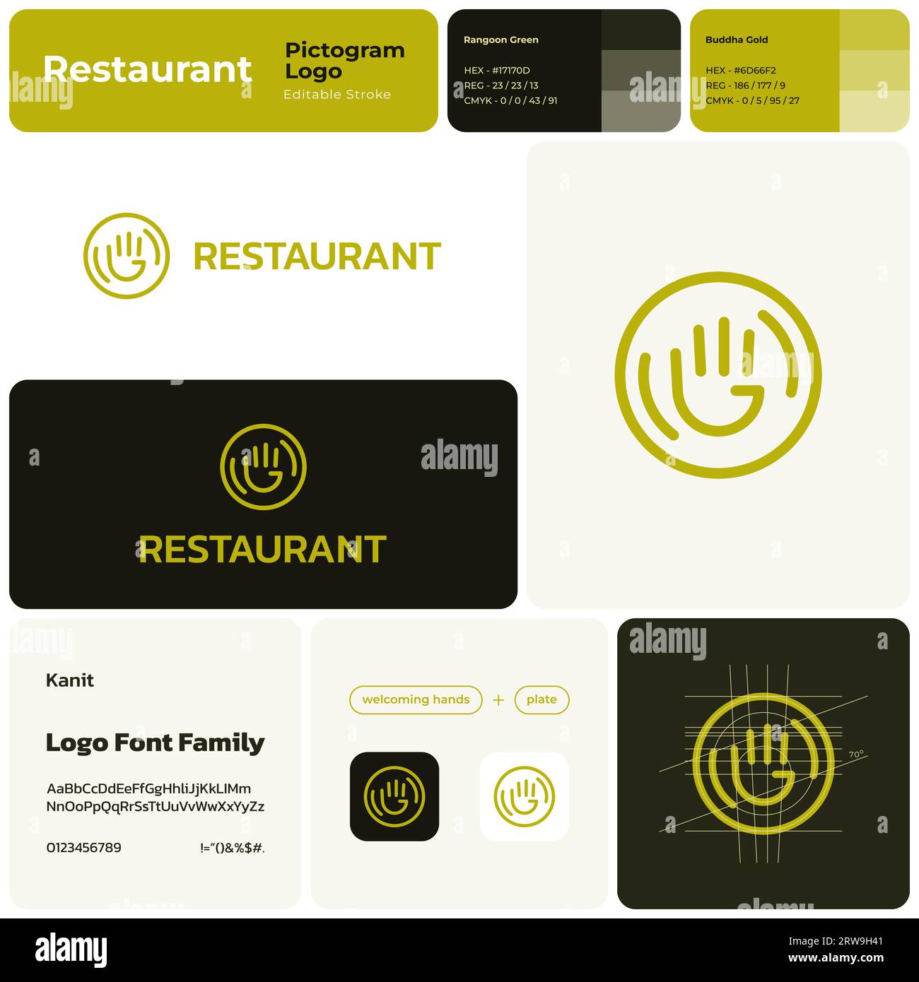 Restaurant branding template with creative logo Stock Vector Image ...