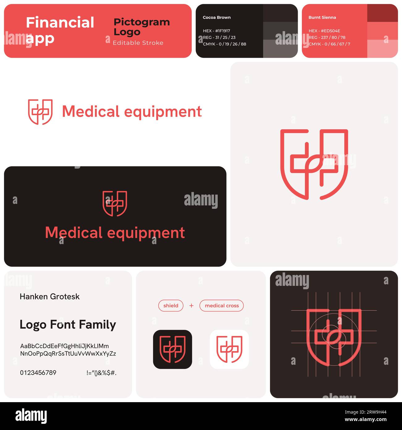 2D medical equipment branding template with creative logo Stock Vector ...