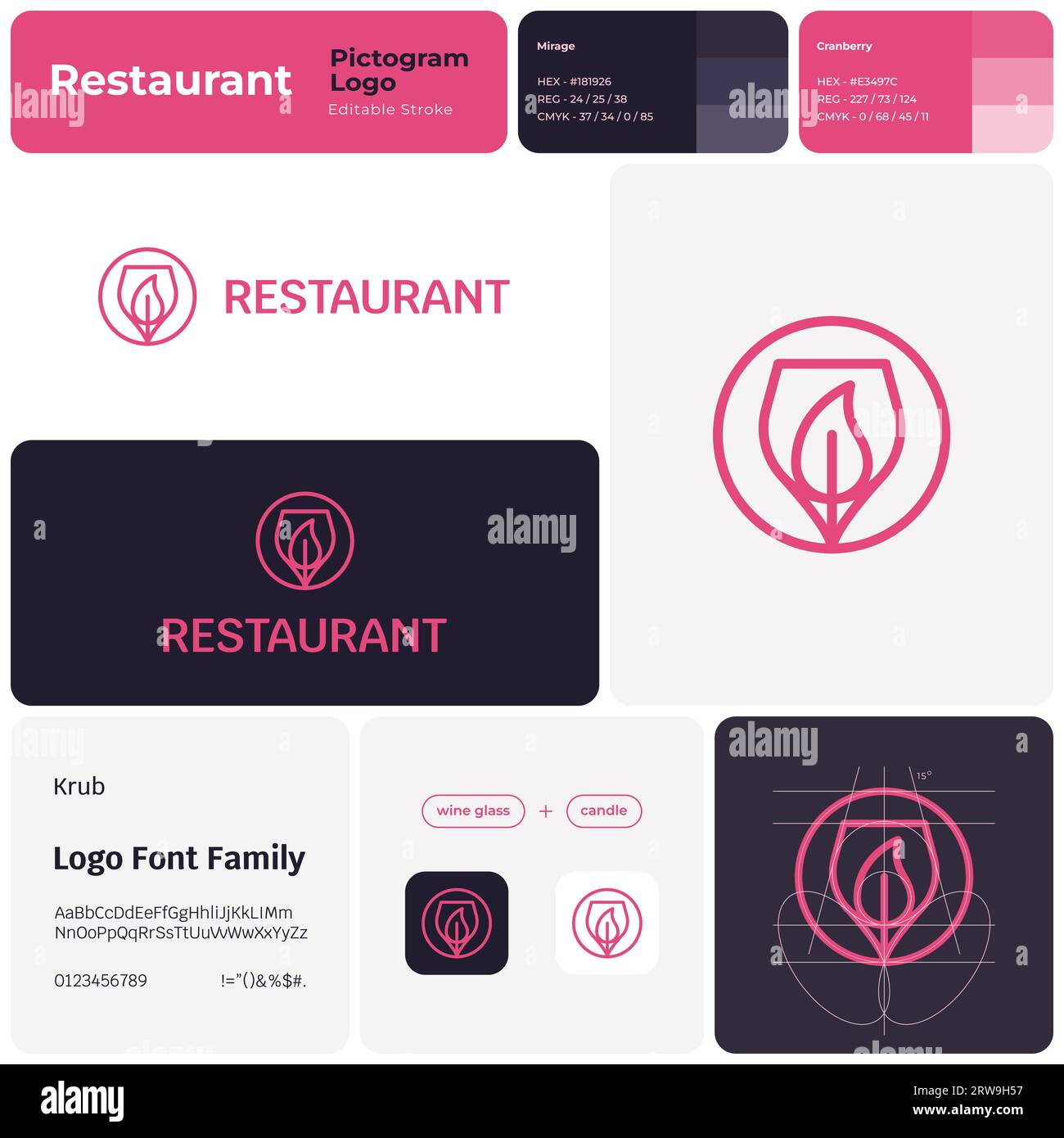 Restaurant branding template with creative logo Stock Vector Image ...
