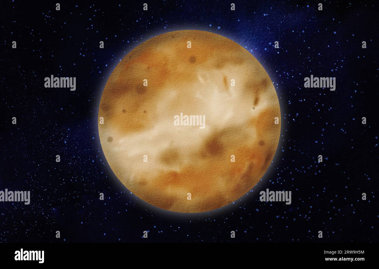 Mercury - the first planet in the solar system. Nighttime starry sky ...