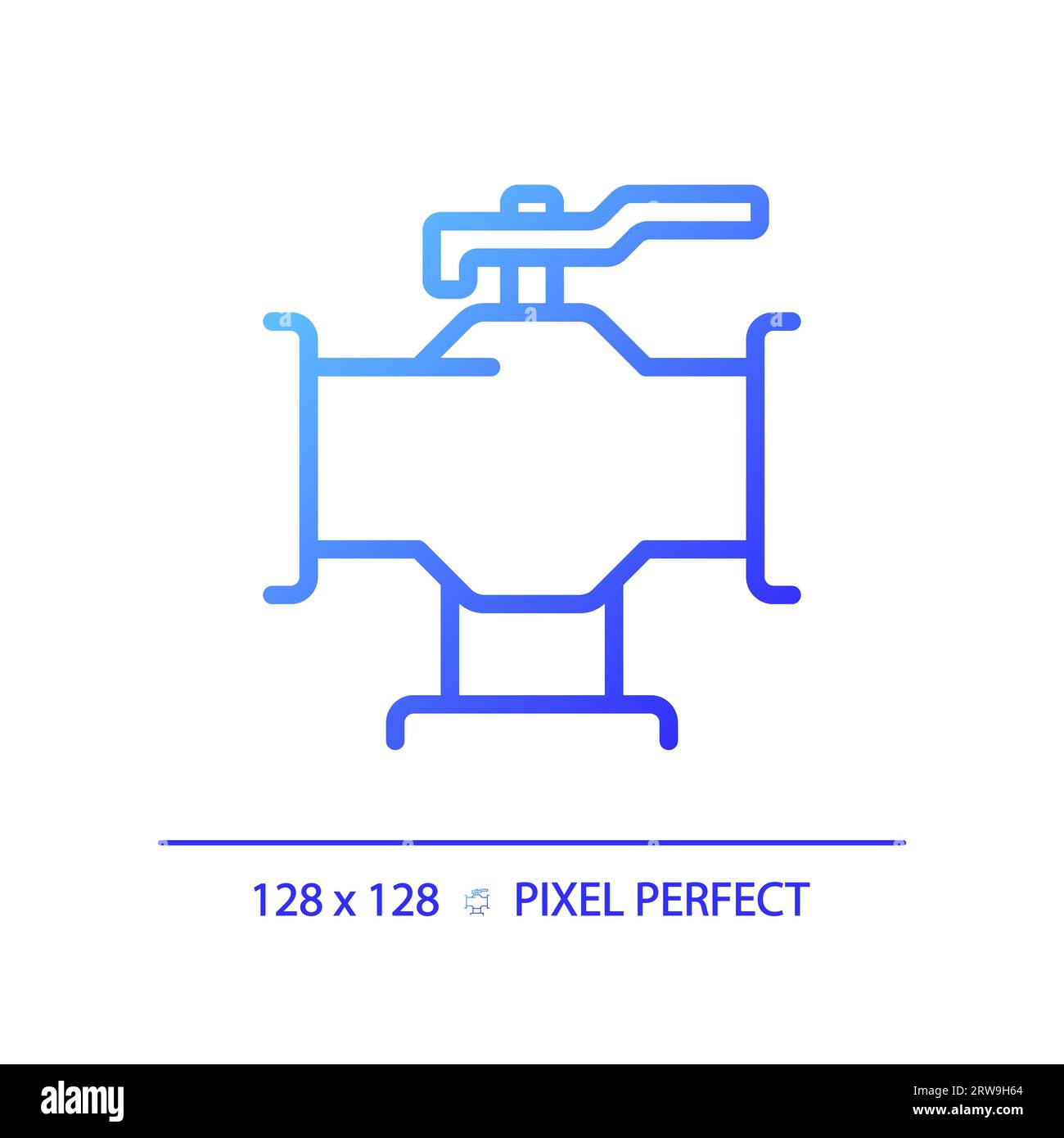 2D simple thin linear blue gradient pipeline with valve icon Stock ...