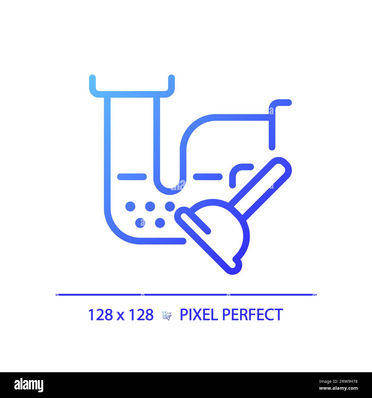 2D thin linear blue gradient drain blockage and plunger icon Stock Vector Image & Art - Alamy
