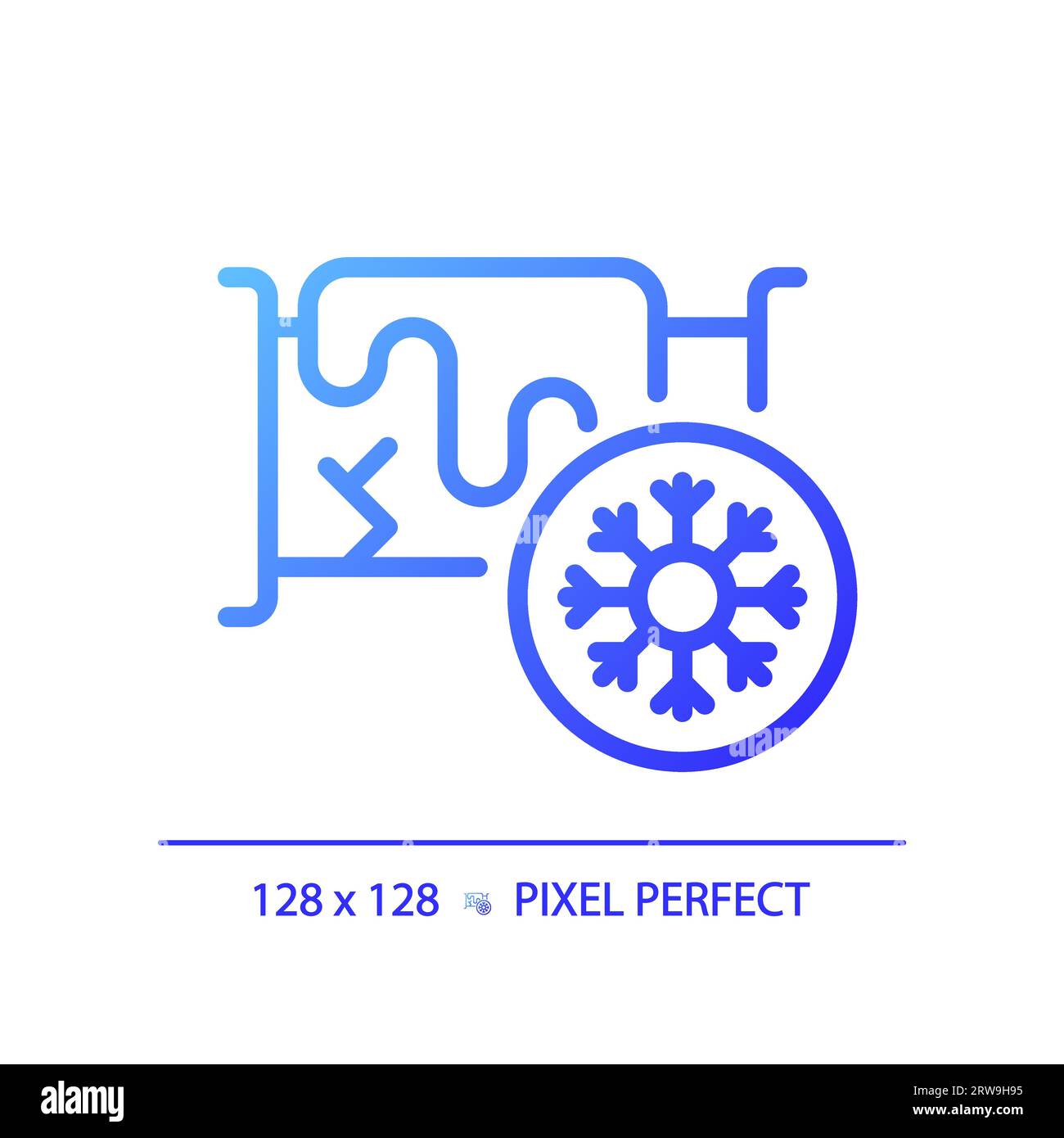 2D simple thin linear blue gradient cold water pipeline icon Stock ...
