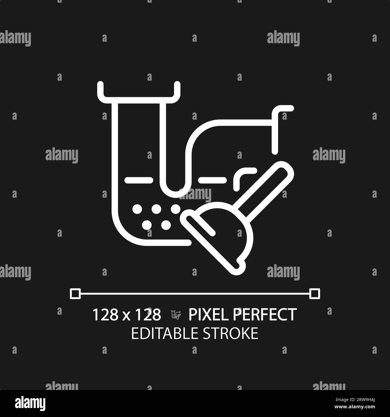 2D thin linear white drain blockage and plunger icon Stock Vector Image ...