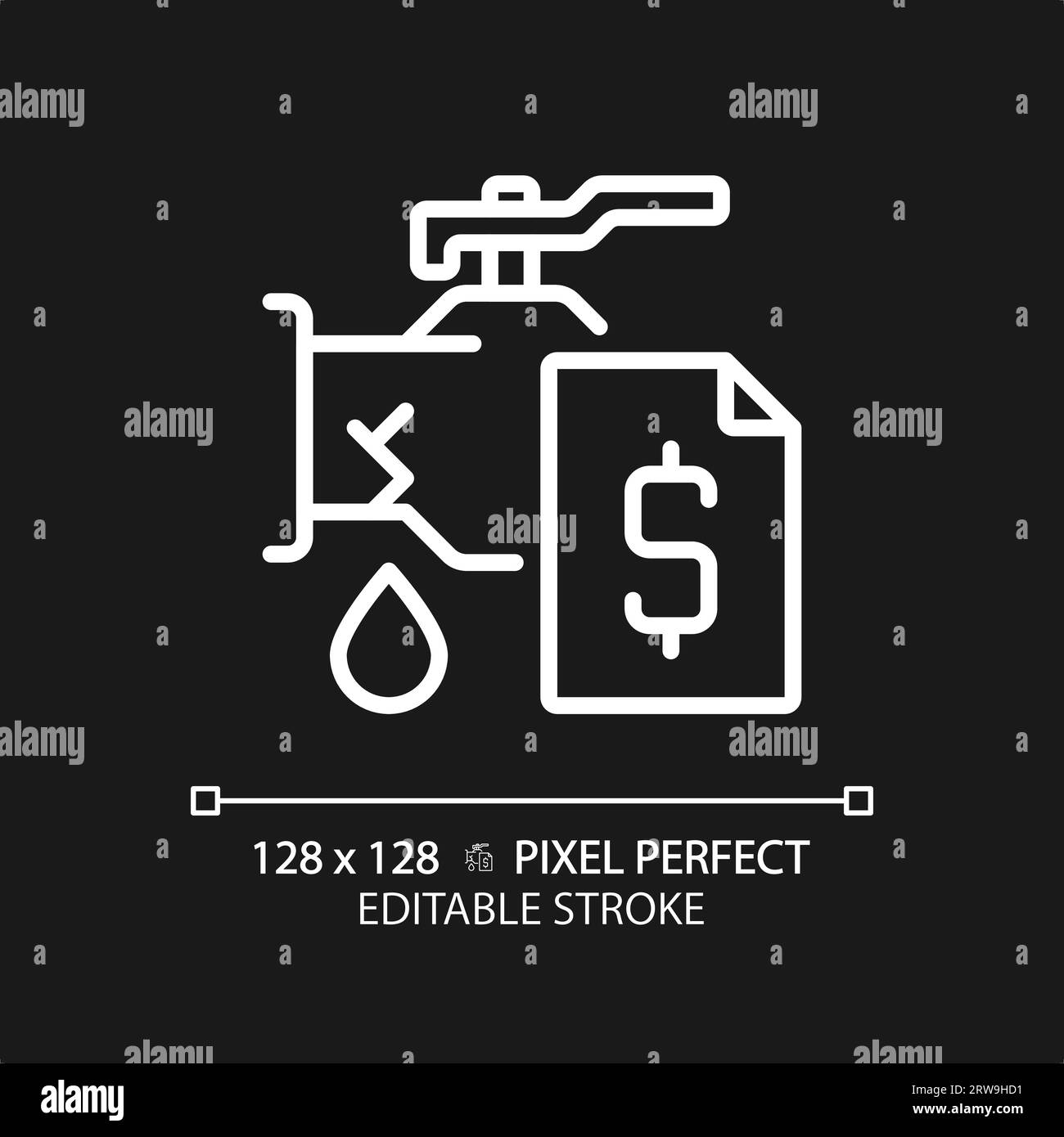 2D thin linear white pipe leakage with dollar icon Stock Vector Image ...