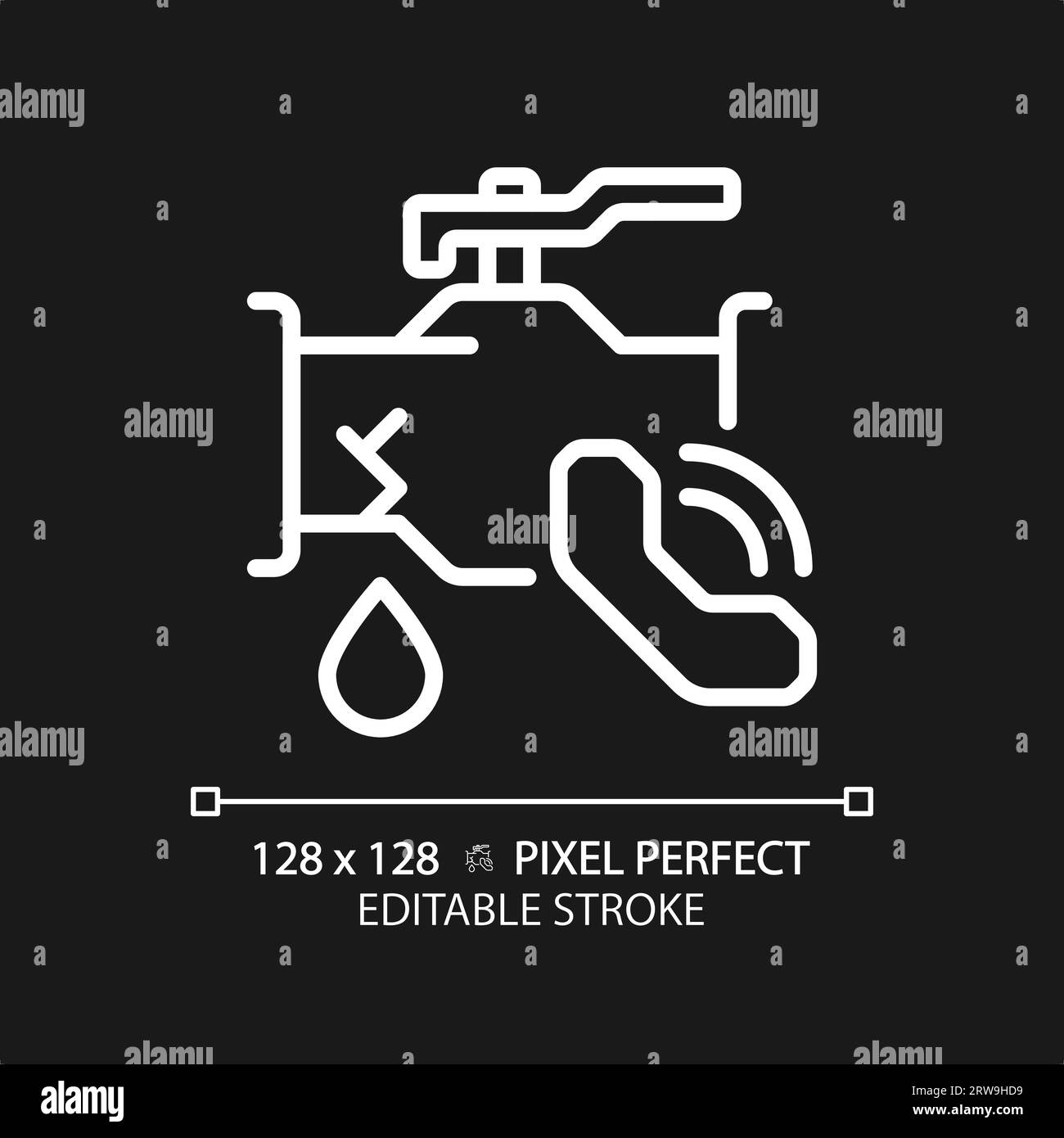 2D customizable thin linear white pipe leakage with call icon Stock ...