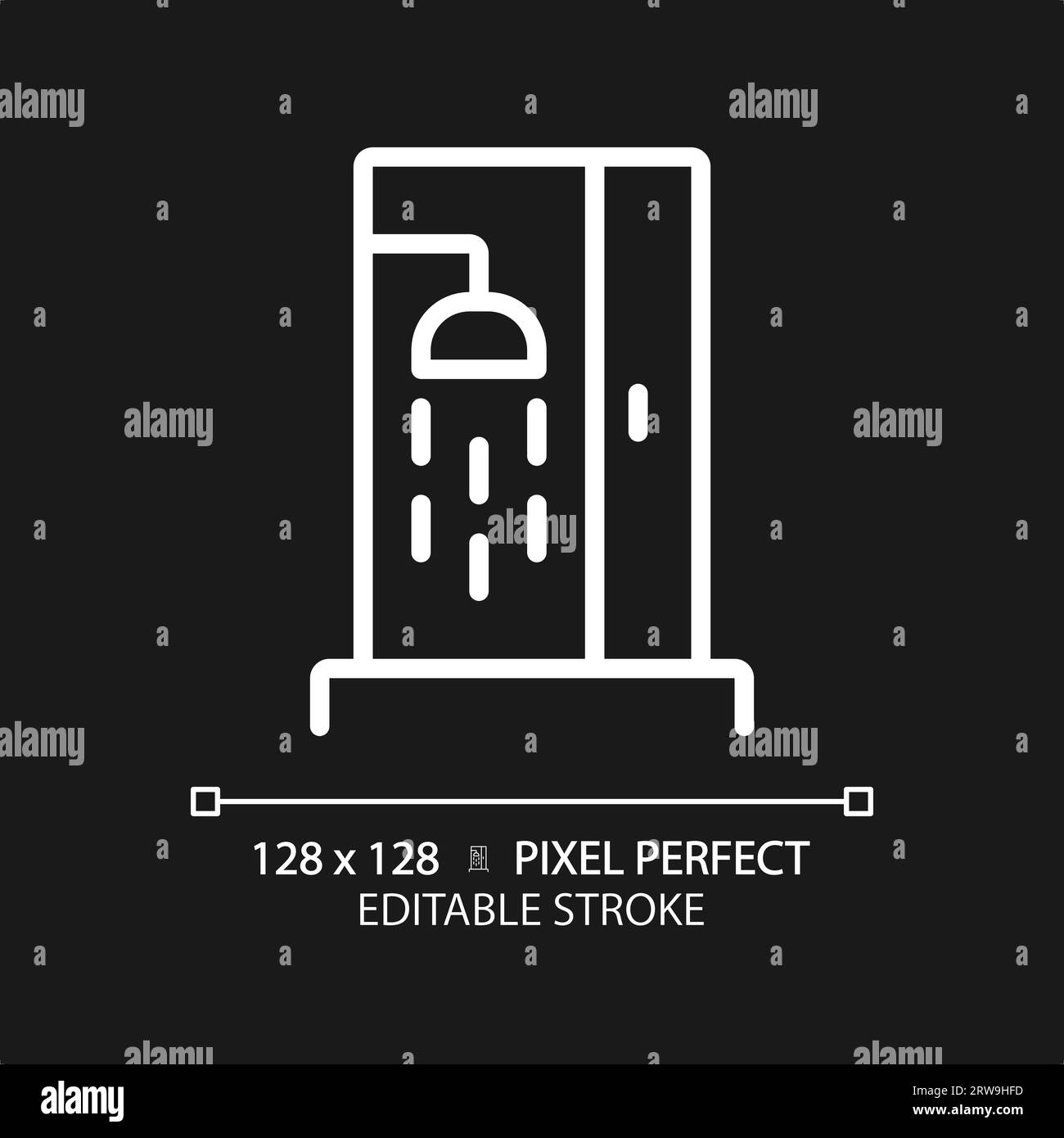 2D customizable thin linear white shower icon Stock Vector Image & Art ...