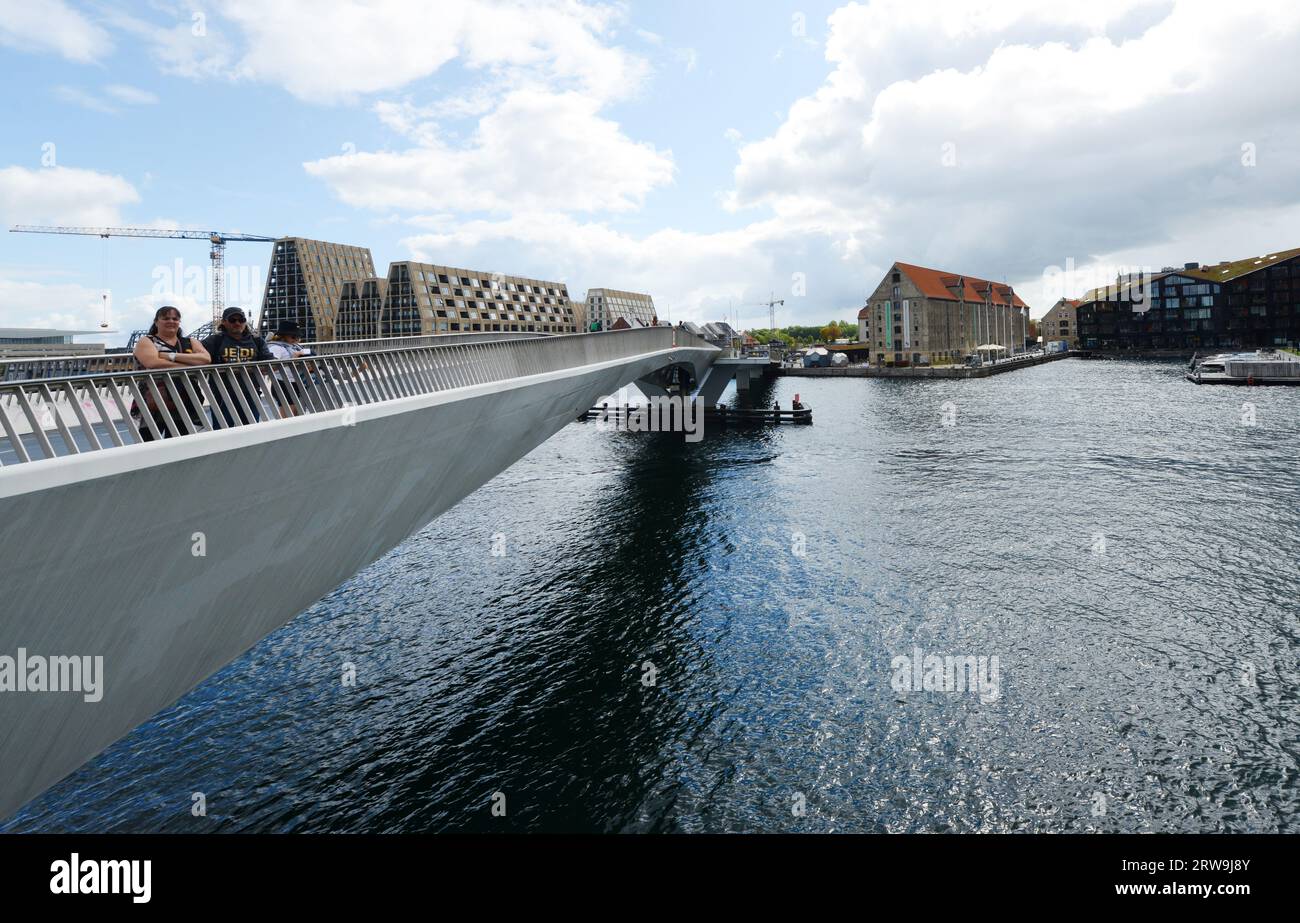 The Inderhavnsbroen modern pedestrian and bicycle bridge in Copenhagen ...
