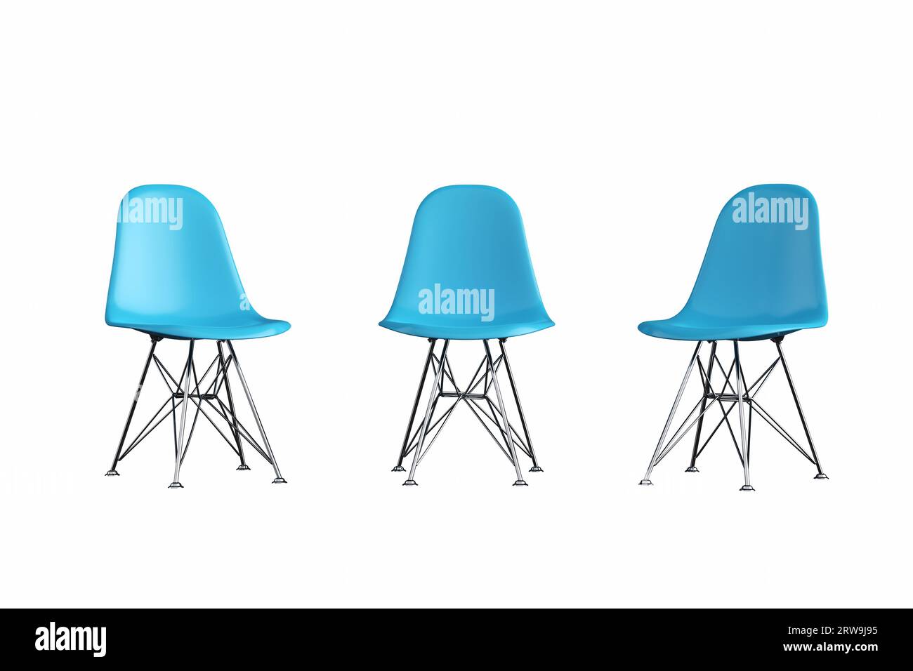 Modern plastic blue chair with chrome or metal legs with different ...