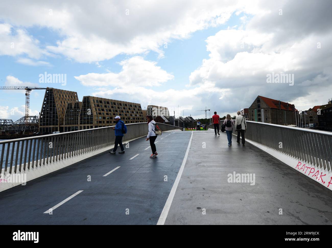 The Inderhavnsbroen modern pedestrian and bicycle bridge in Copenhagen ...