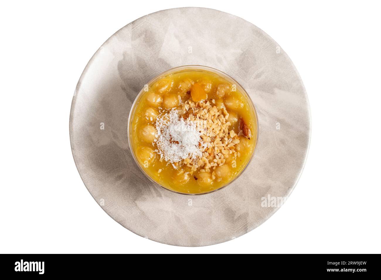 Traditional Turkish delicious Ashura. Delicious noah pudding in bowl ...