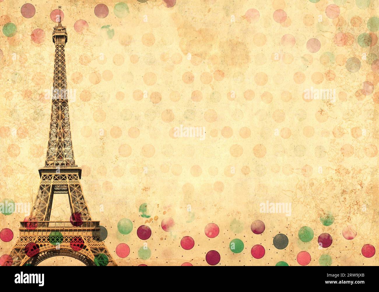 Old cardboard texture with Eiffel Tower - famous landmark of Paris and ...
