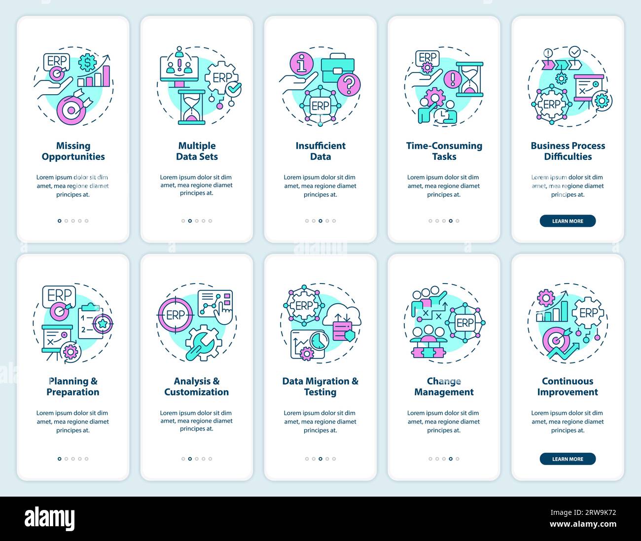 Walkthrough ERP with thin line icons concept Stock Vector Image & Art - Alamy