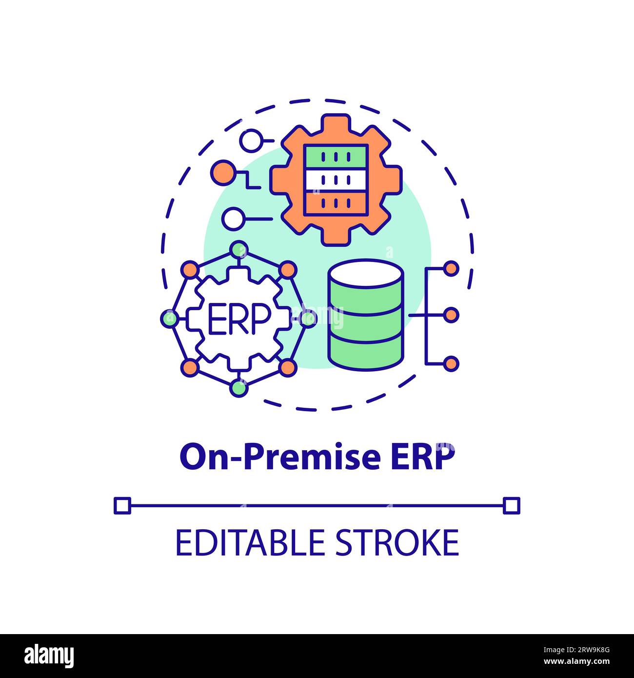 2d Customizable On Premise Erp Line Icon Concept Stock Vector Image