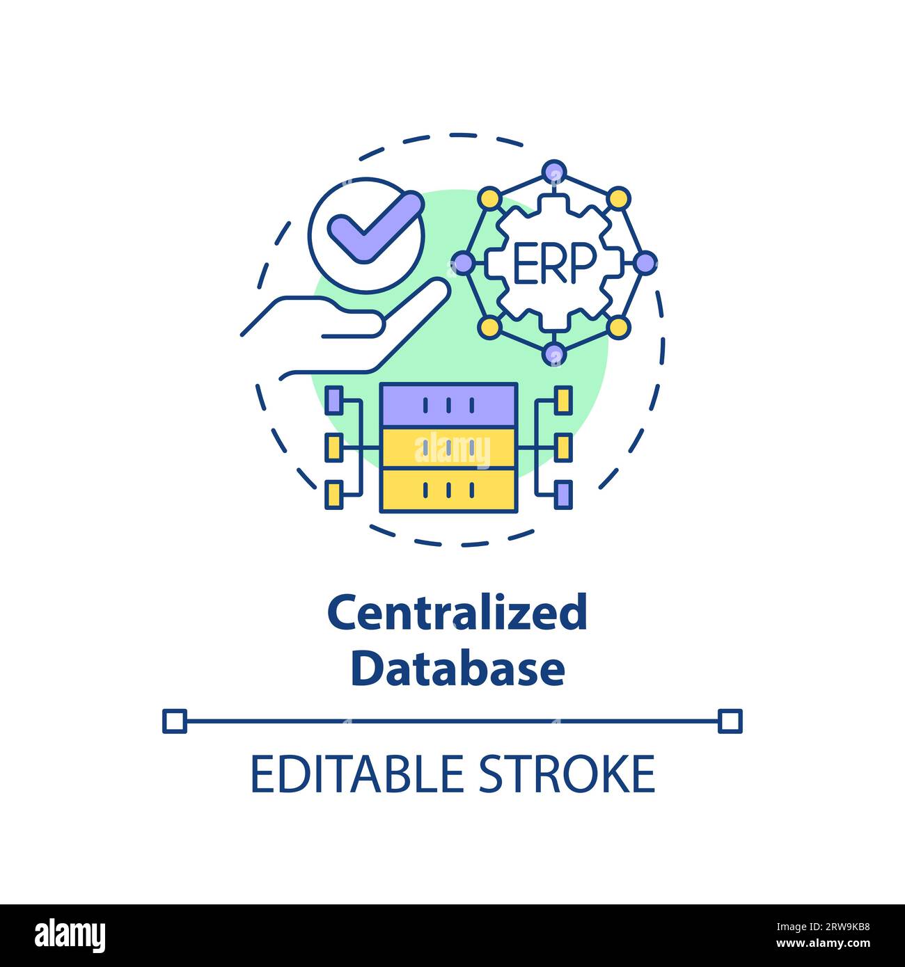 2d Customizable Centralized Database Line Icon Concept Stock Vector