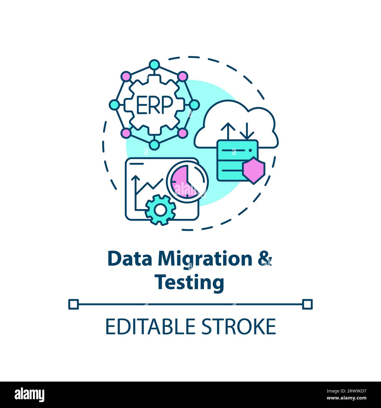 2d Data Migration And Testing Line Icon Concept Stock Vector Image