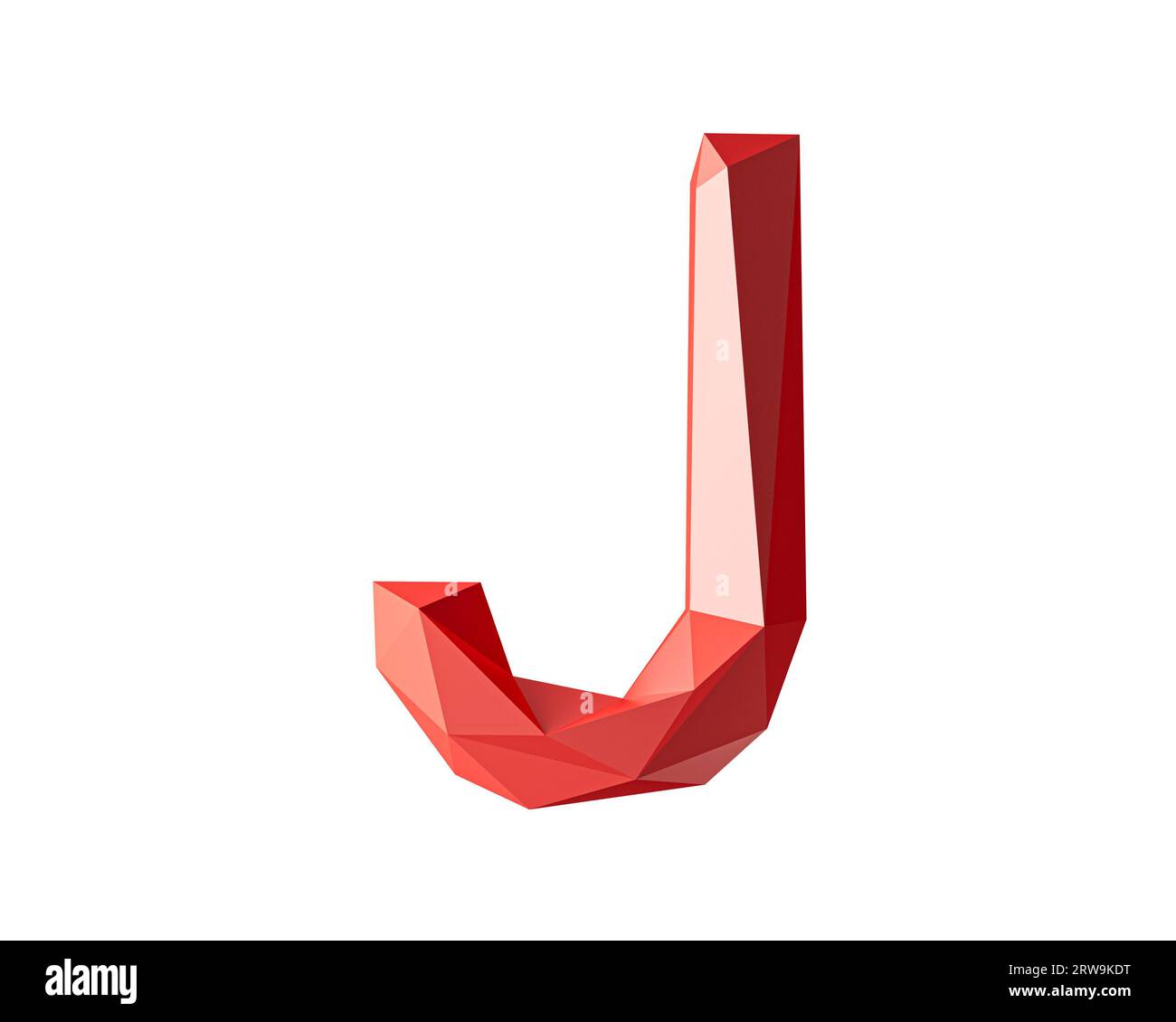 Letters made of low poly red material. 3d illustration of simple ...